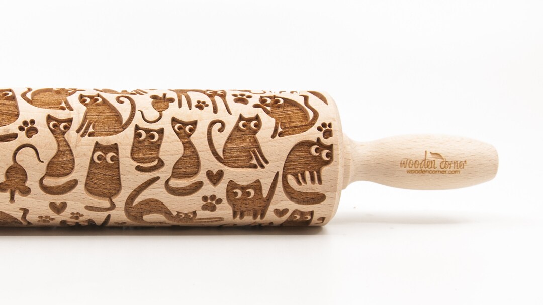 No. R092 CATS No. 7 Embossing Rolling Pin Engraved Rolling Pin - Etsy