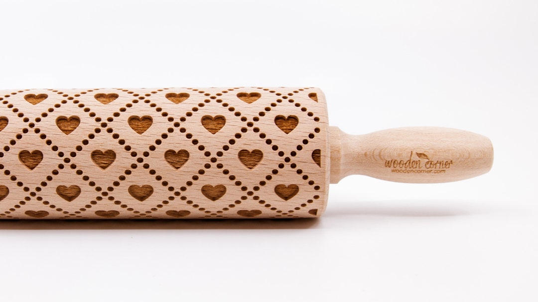 No. R013 SMALL CUTE HEARTS 2 - Embossing Rolling Pin, Engraved Rolling ...