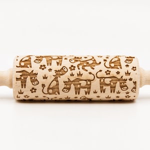 No. R281 FUNNY COWS - Rolling Pin, Embossed Rolling Pin, Wooden Roller ...
