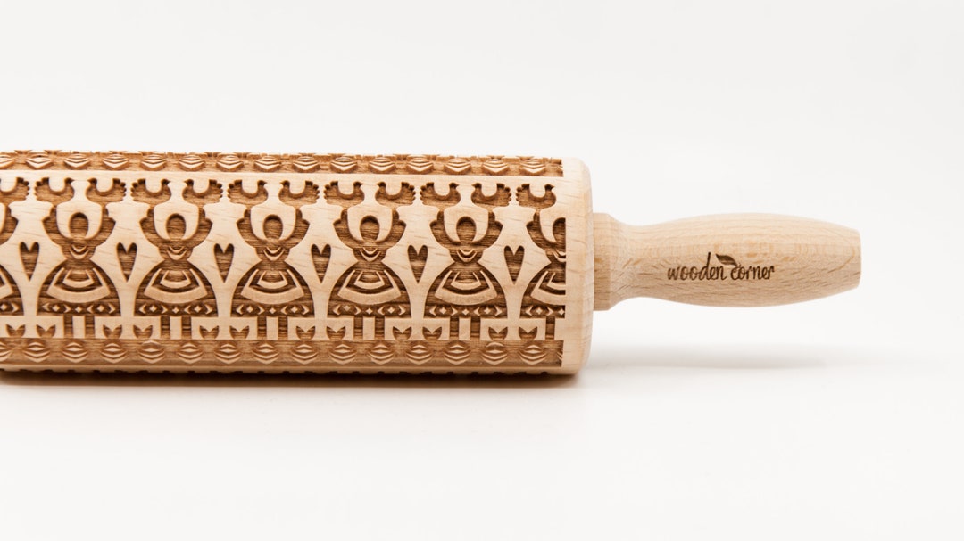No. R081 LELUJA 2 Polish Folk Pattern, Rolling Pin, Engraved Rolling ...