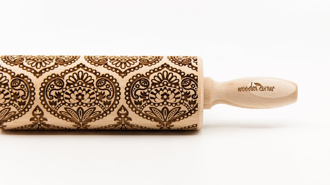 No. R102 BOHO-CHIC 2, Embossed Rolling Pin, Engraved Rolling Pin ...