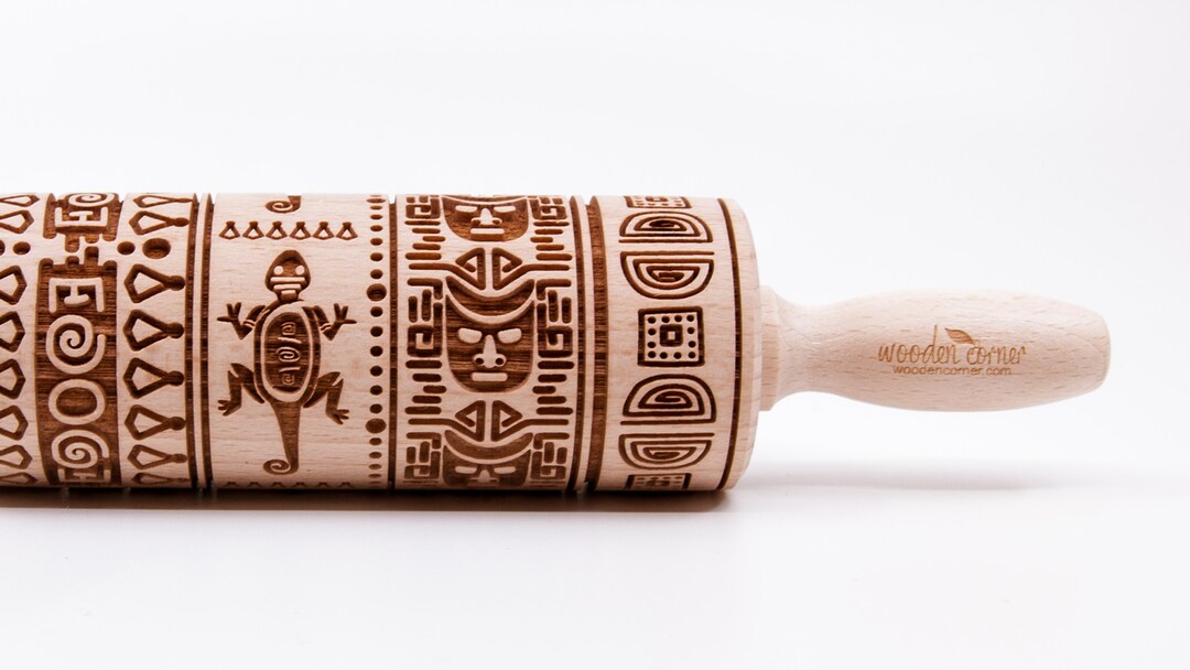 No. R269 AZTEC Symbols-rolling Pin,embossed Rolling Pin, Wooden Roller ...