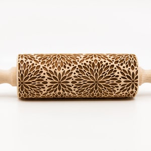 No. R255 FLORAL ROSETTE Pattern, Rolling Pin, Engraved Rolling, Rolling ...