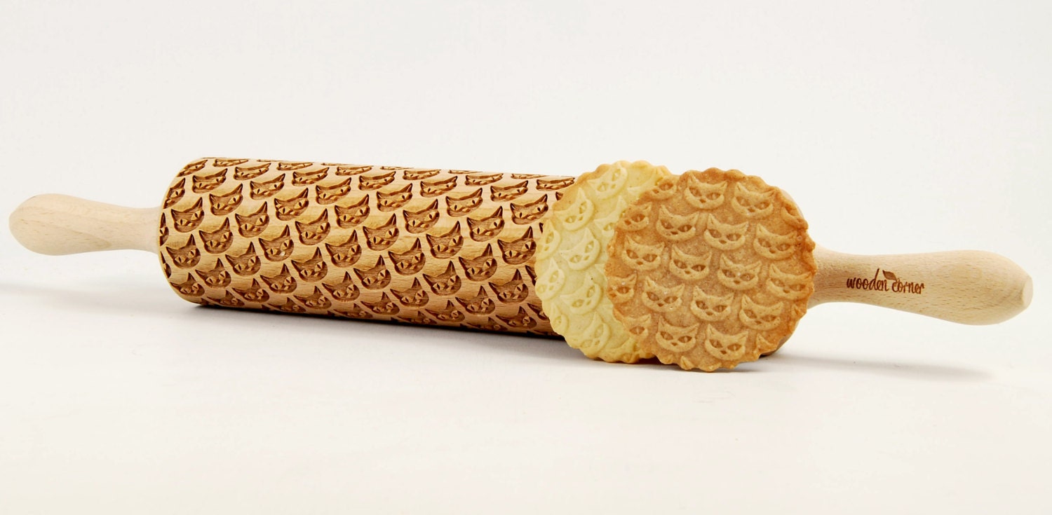 No. R095 CATS No. 3 Embossing rolling pin Engraved rolling pin Funny cats