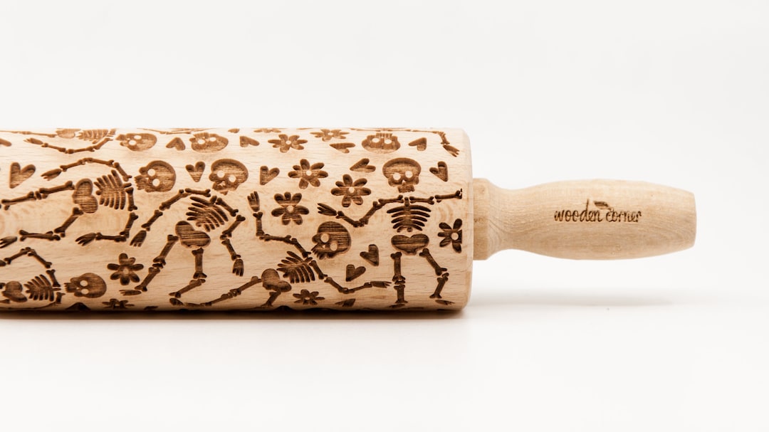 No. R299 SKELETON HALLOWEEN Pattern, Rolling Pin, Engraved Rolling ...