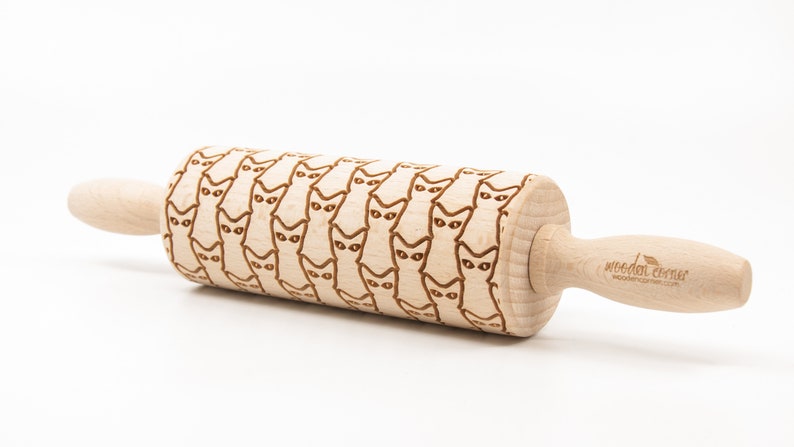 No. R097 CATS No. 2 Embossing Rolling Pin Engraved Rolling Pin Art Deco ...