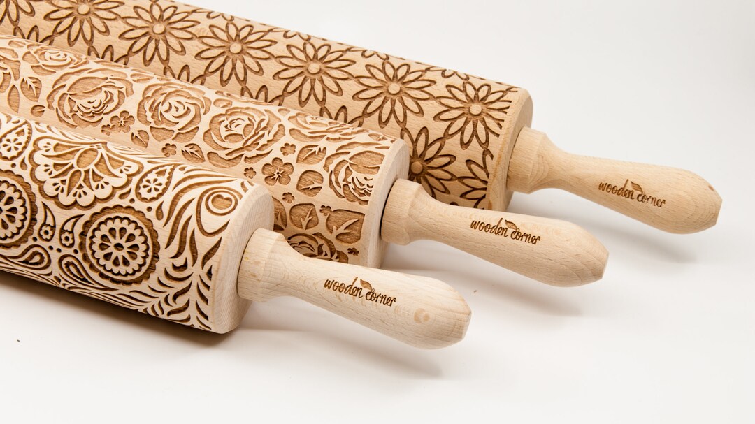BIG Rolling Pins SET YOU Choose 3 of All Our Patterns - Etsy