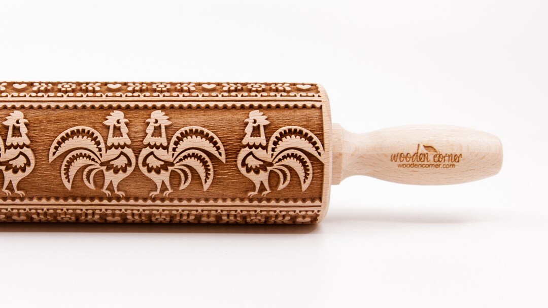 No. R370 POLISH FOLK Pattern Lowicz Negative - Big Size Rolling Pin ...