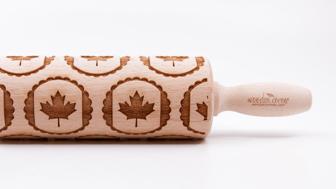 No. R176 CANADA Flag Cookies Embossing Rolling Pin, Engraved Rolling ...