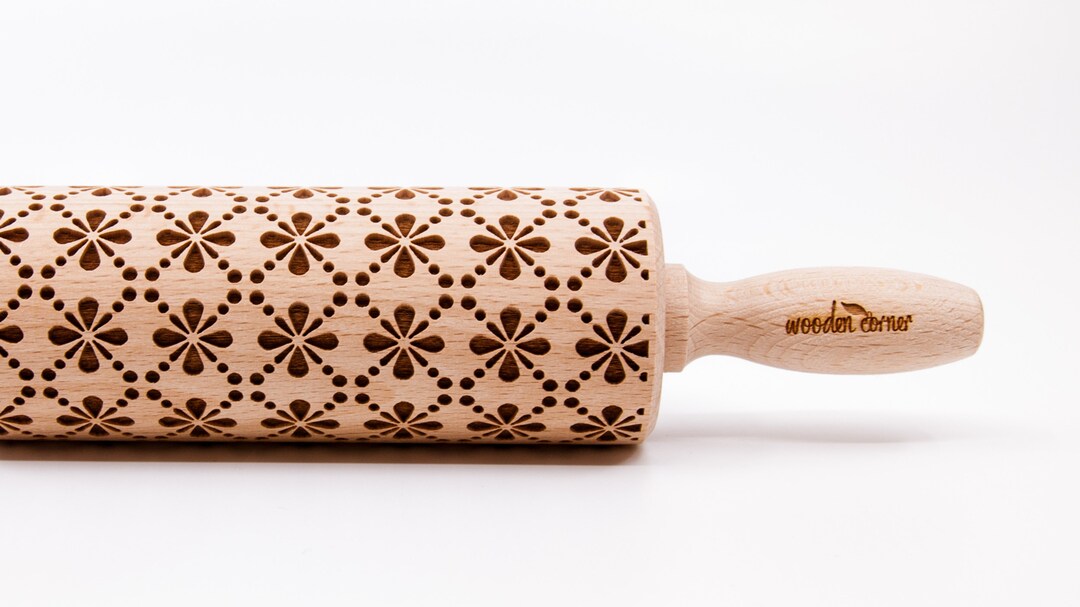 No. R020 Floral Pattern, Embossing Rolling Pin, Engraved Rolling Pin - Etsy