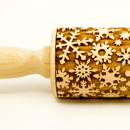 No. R343 Snowflakes No 4 Rolling Pin Embossed Rolling Pin - Etsy
