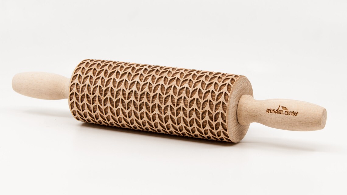 No. R048 WEAVE WOOL Rolling Pin Embossed Rolling Pin Wooden - Etsy