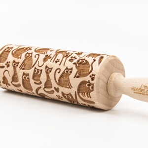 No. R092 CATS No. 7 Embossing Rolling Pin Engraved Rolling Pin - Etsy