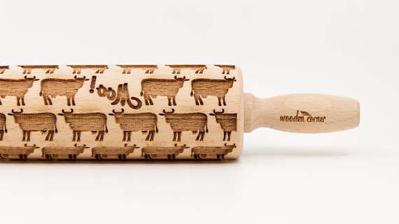 No. R284 COWS Pattern Rolling Pin Engraved Rolling Rolling | Etsy