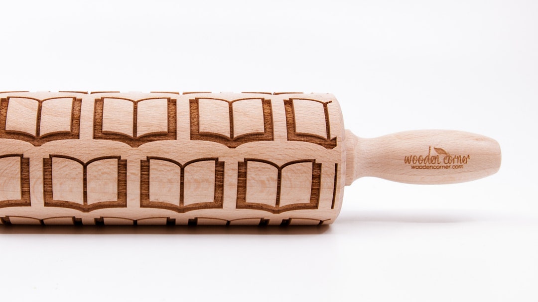 No. R168 BOOKS SYMBOLS Pattern, Rolling Pin, Engraved Rolling, Rolling ...