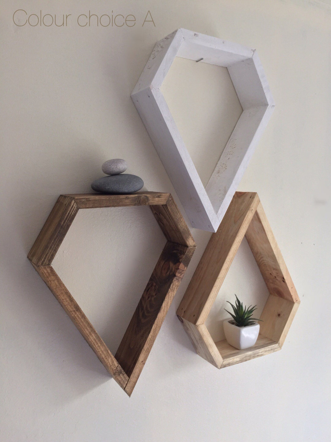 Modern Shelving, Geometric Custom Shelving, 3 Shelves, Rustic Shelf ...