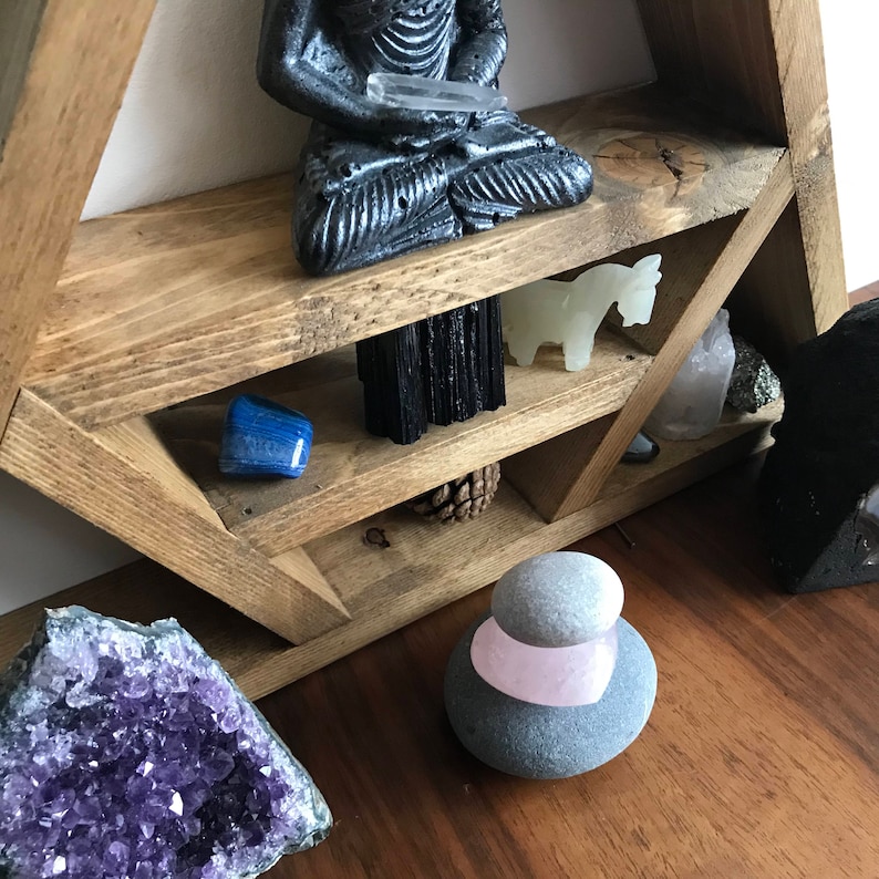 Altar Crystal Pyramid Pyramid Shelf Triangle Altar Wooden - Etsy UK