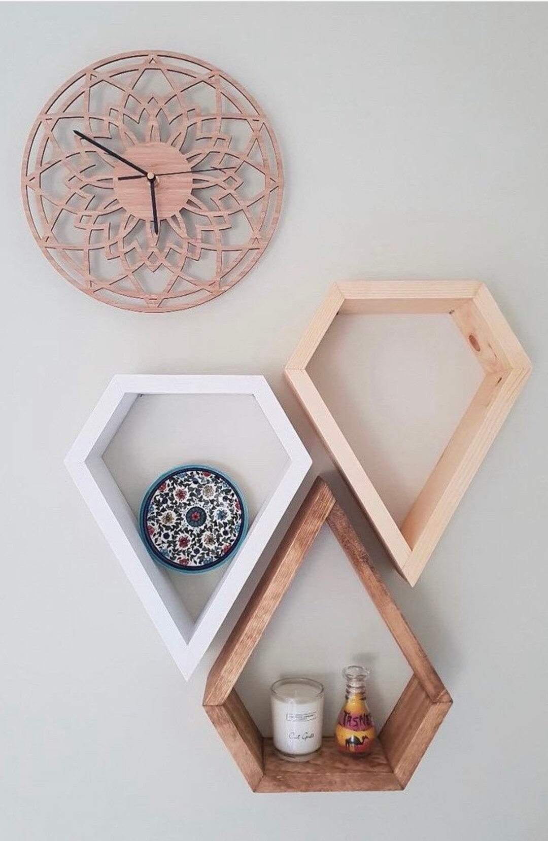 Boho Decor, Modern Shelving, Geometric Shelving, Quirky Decor, Floating ...
