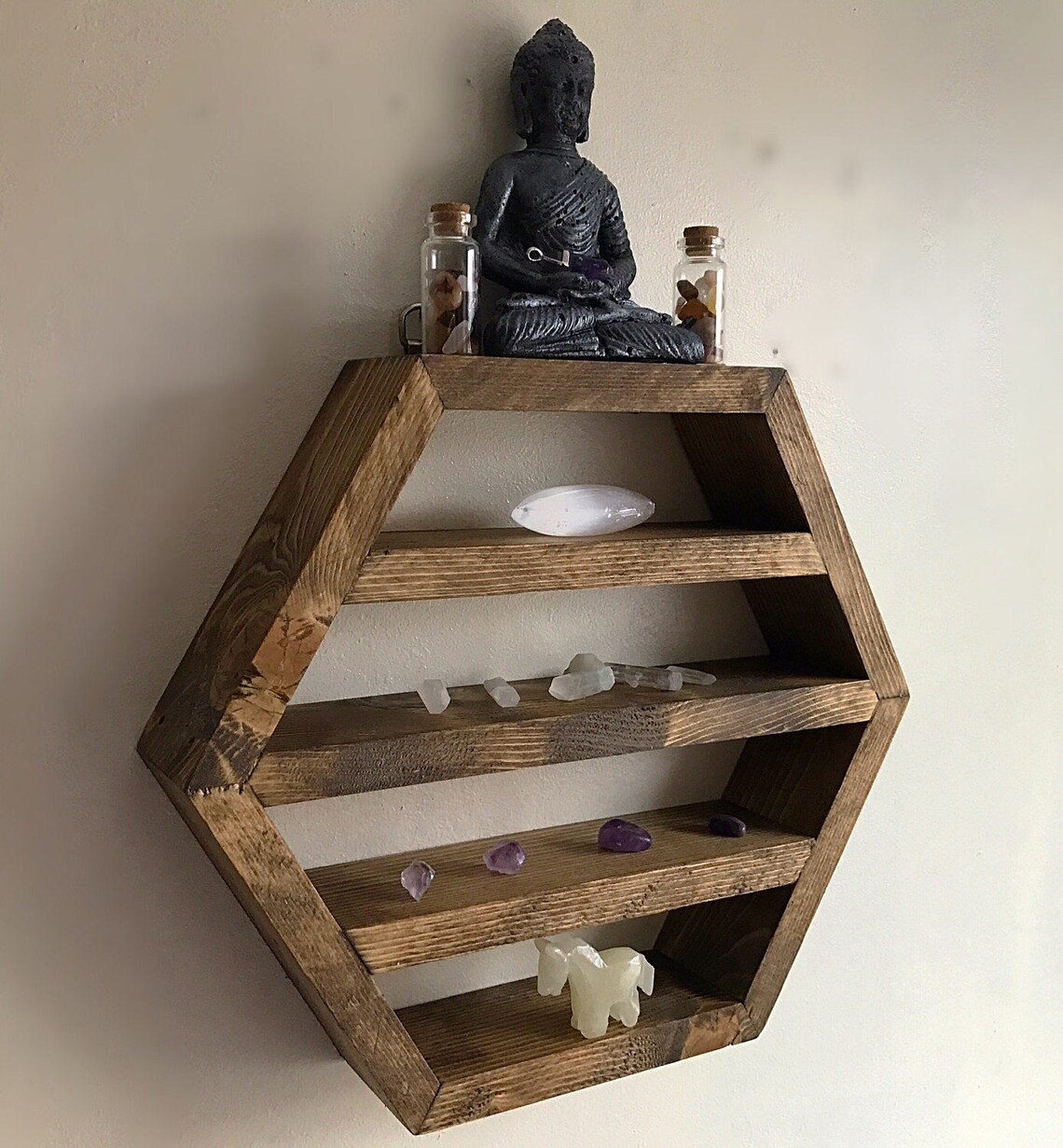 Mini Hexagon Display Shelf Crystal Display Shelf Hegagon - Etsy