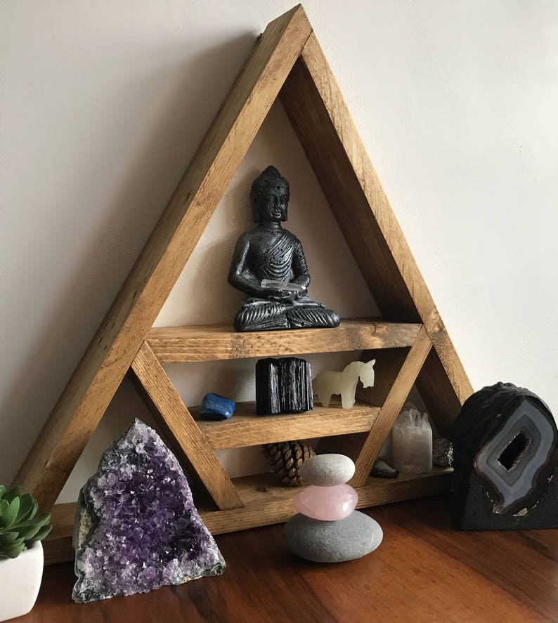 Altar Crystal Pyramid Pyramid Shelf Triangle Altar Wooden - Etsy UK