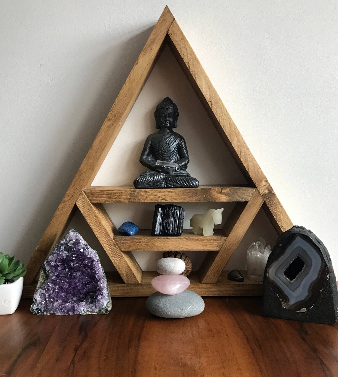 Altar crystal pyramid pyramid shelf triangle altar wooden | Etsy