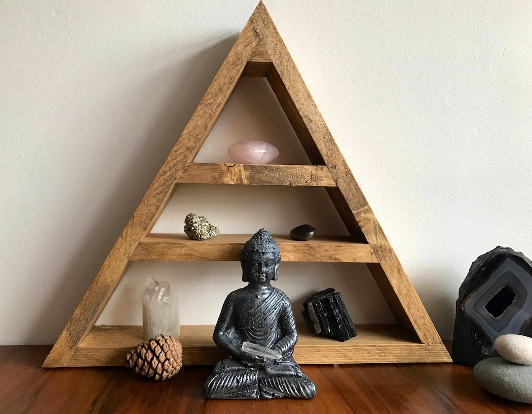 Triangle Altar, Triangle Shelf, Crystal Storage, Crystal Altar, Altar ...