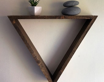 Floating Wooden Triangle Shelf With Divider. Red Oak White - Etsy