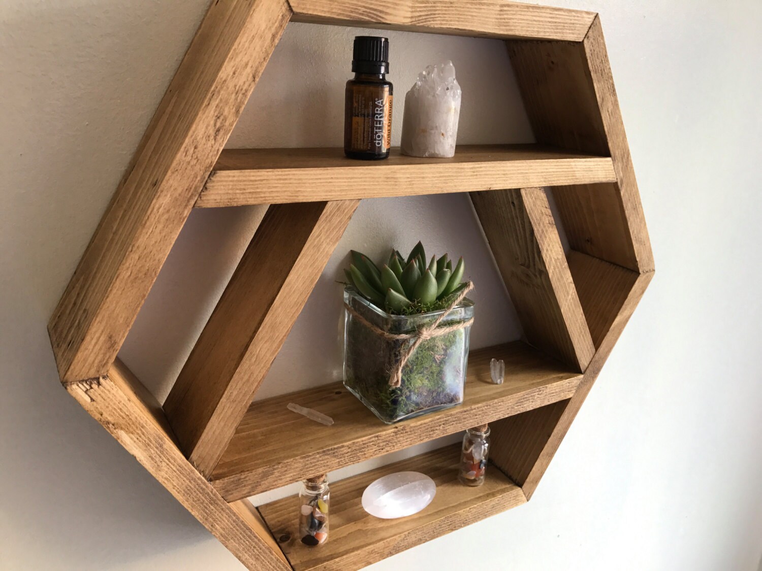 Display Shelf Crystals Plant Shelf Geometric Hexagon | Etsy