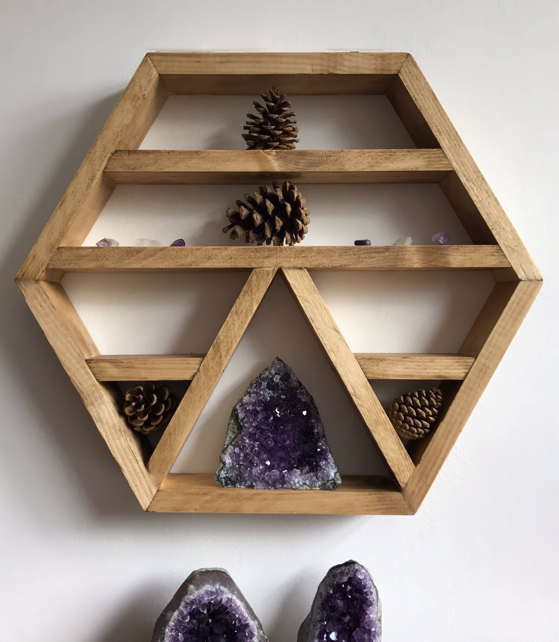 Crystal Display Shelf Hexagon Shelf Wall Shelf for Crystals - Etsy UK