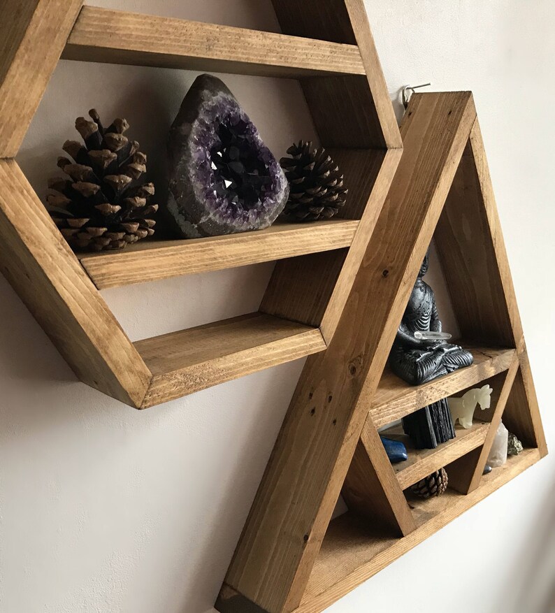 Crystal Display Set Pyramid Shelf Hexagon Shelf Crystal - Etsy Canada