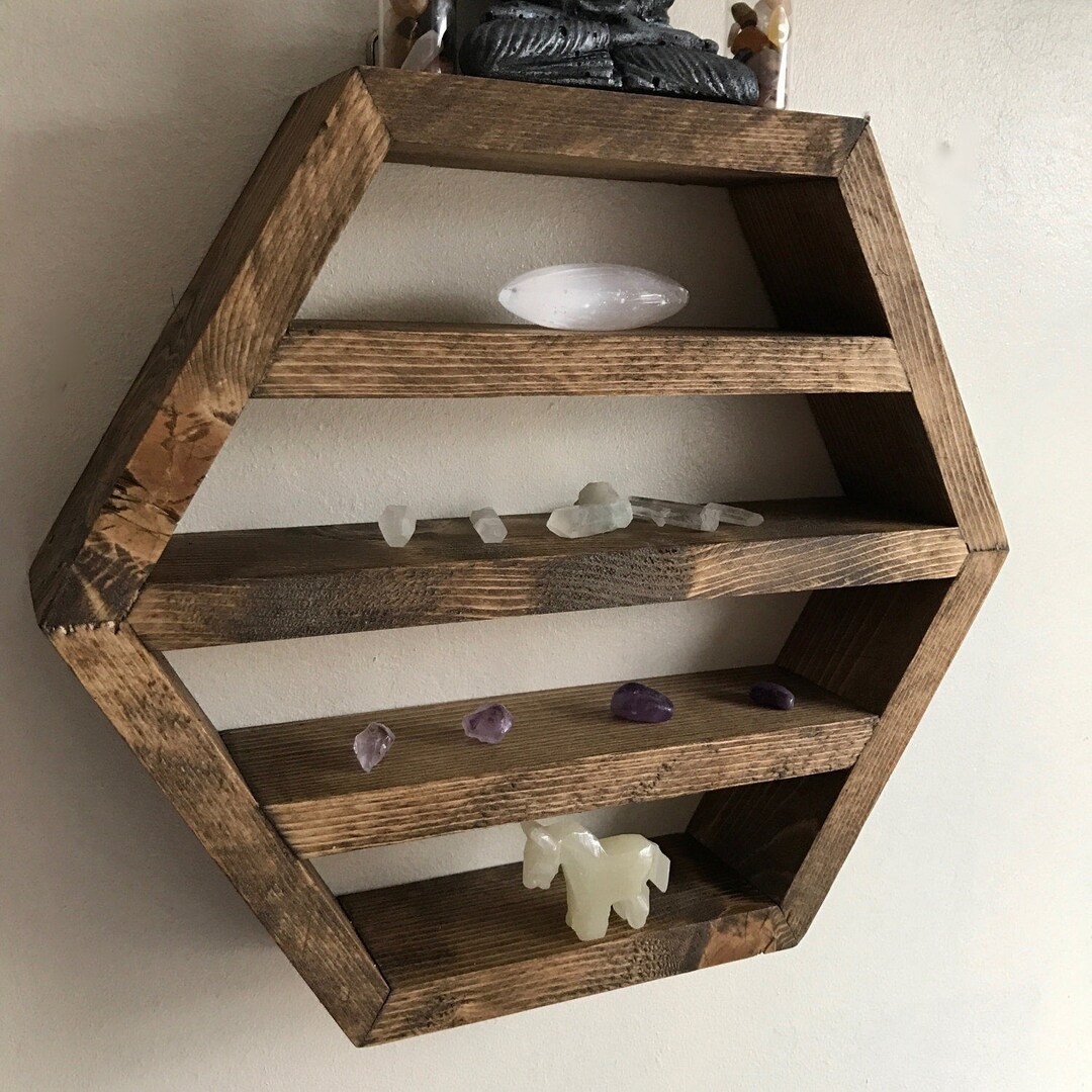 Mini Hexagon Display Shelf, Crystal Display Shelf, Hegagon Shelf ...