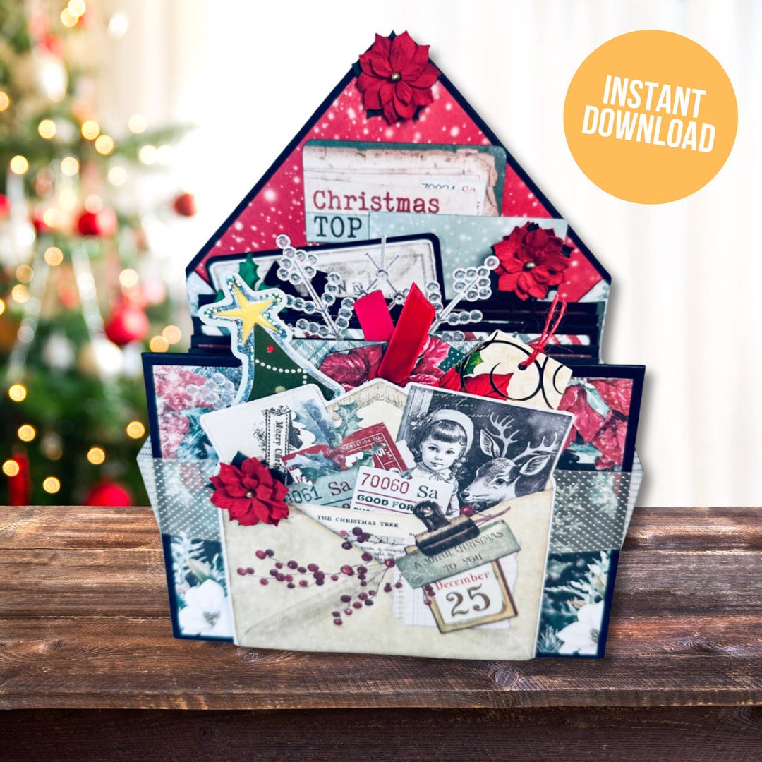 Stuffed Envelope Mini Album Cut File & Pattern Bundle, Svgs, Make Your ...