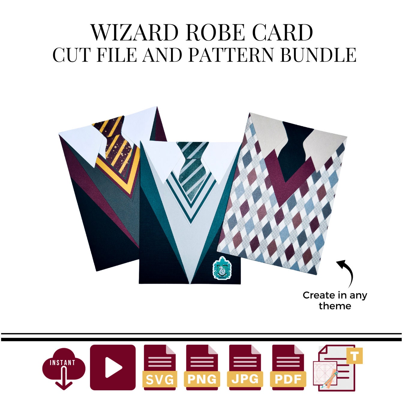 Wizard Robe Card Cut File & Pattern Bundle Make Your Own - Etsy