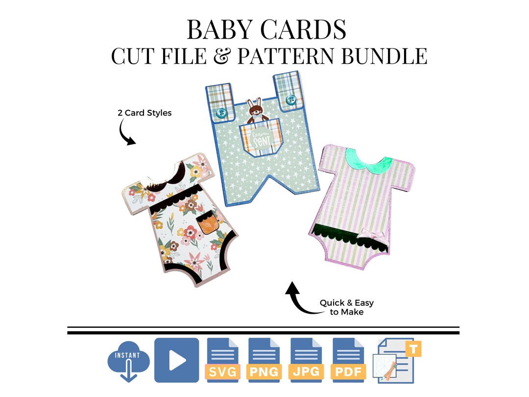 Baby Cards Cut File & Pattern Bundle Shaped Baby Cards - Etsy