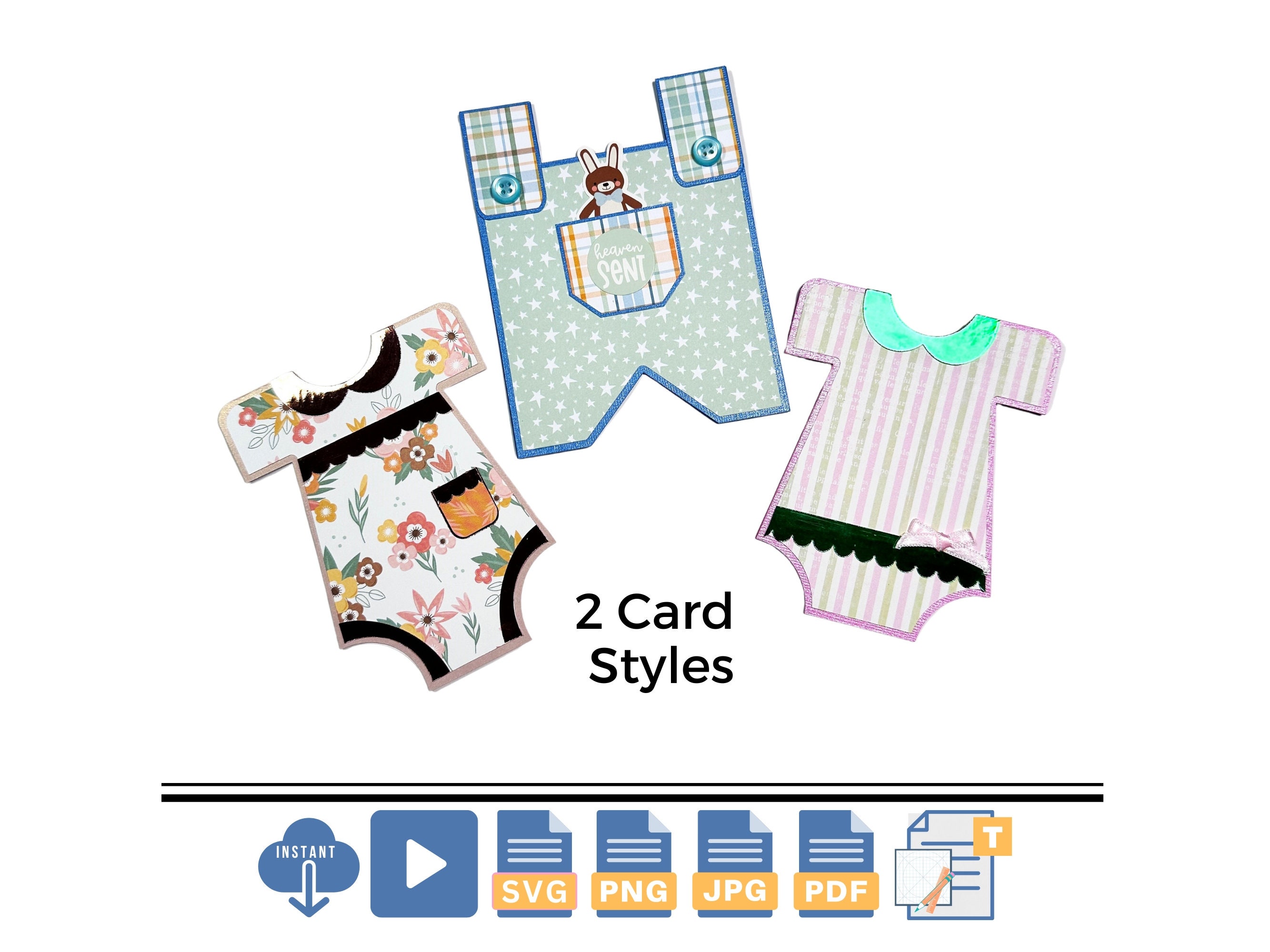 Baby Cards Cut File & Pattern Bundle, Shaped Baby Cards, Tutorial, Svgs ...
