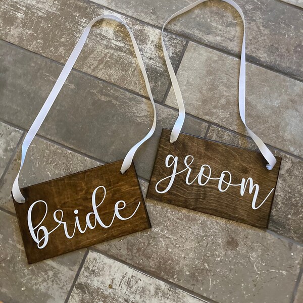 Bride and Groom Chair Signs - Etsy