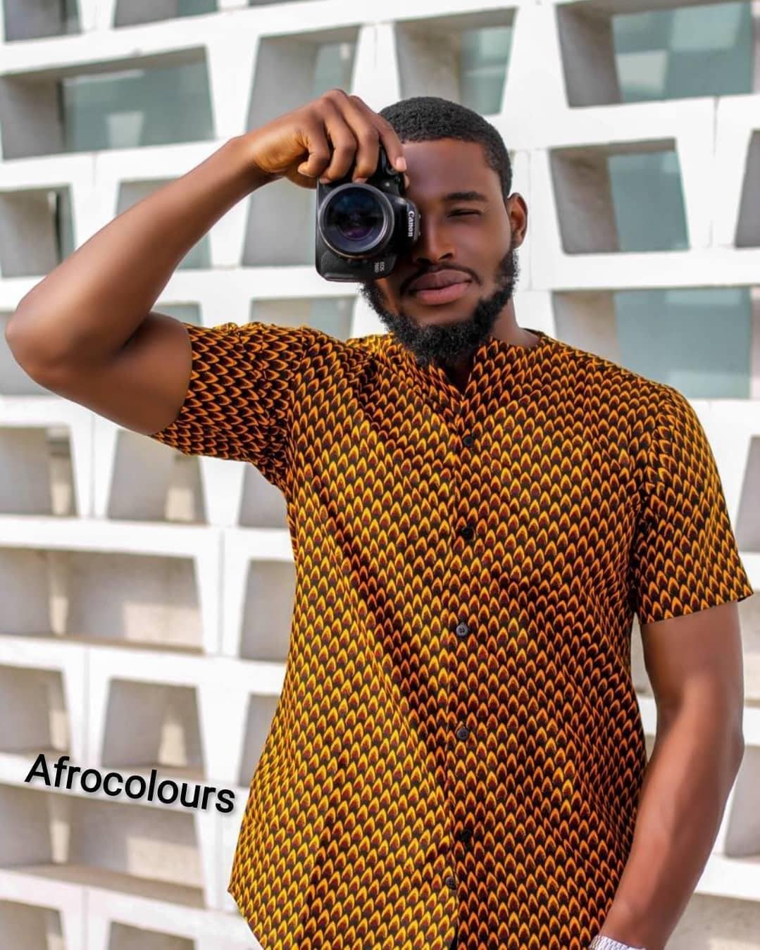 Mens Yellow/Red/Blue African Print Shirt Kitenge Store