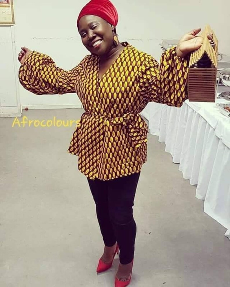 African Print Wrap Top/ Ankara Wrapped Jacket / African Wax Wrapped ...