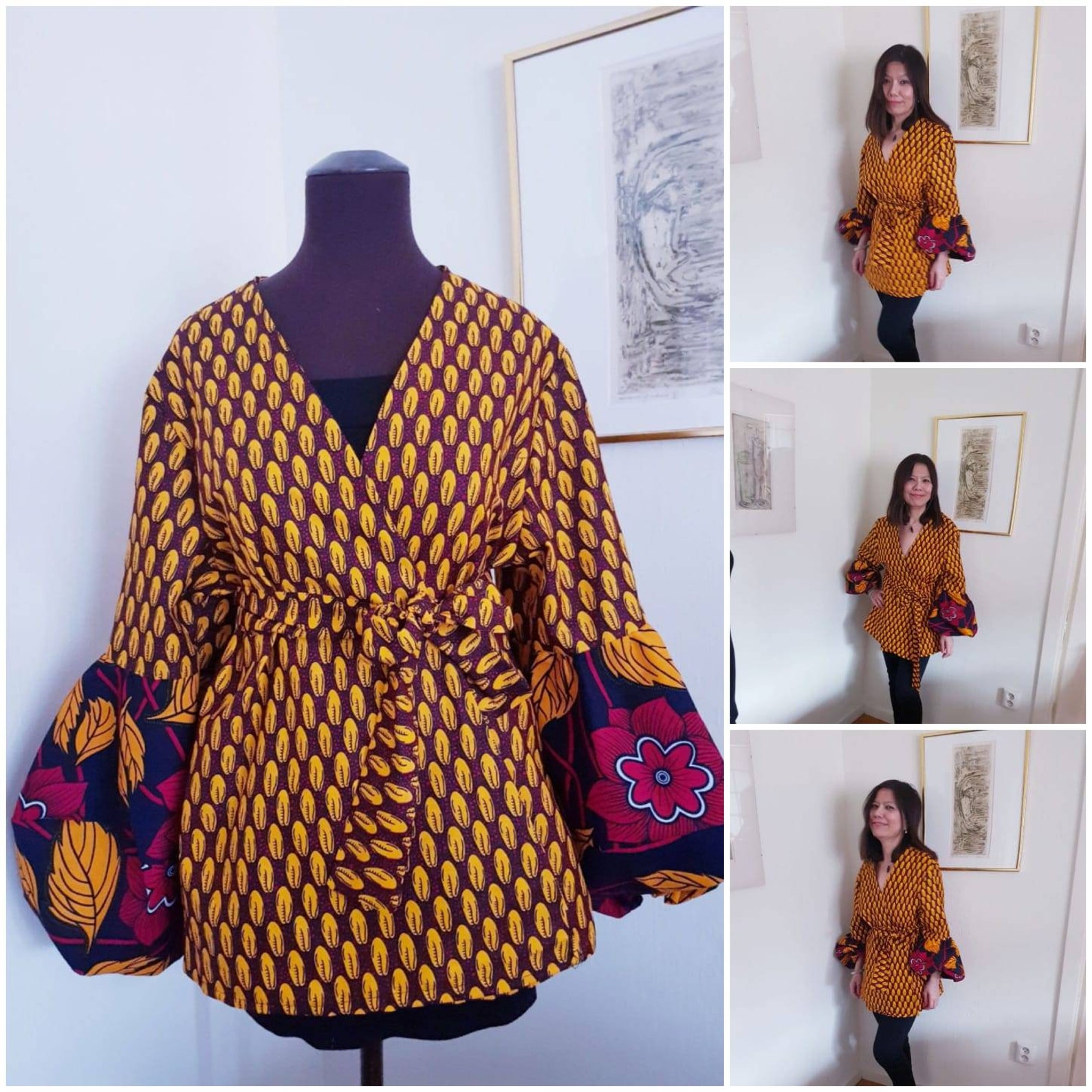 African Print Wrap Top/ Ankara Wrapped Jacket / African Wax Wrapped ...