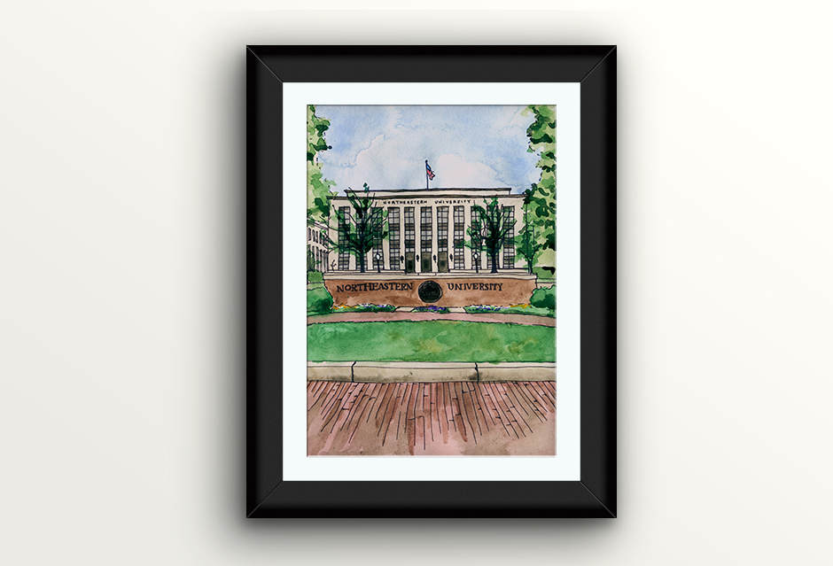 Northeastern University Krentzman Quad: Boston Watercolor Print - Etsy