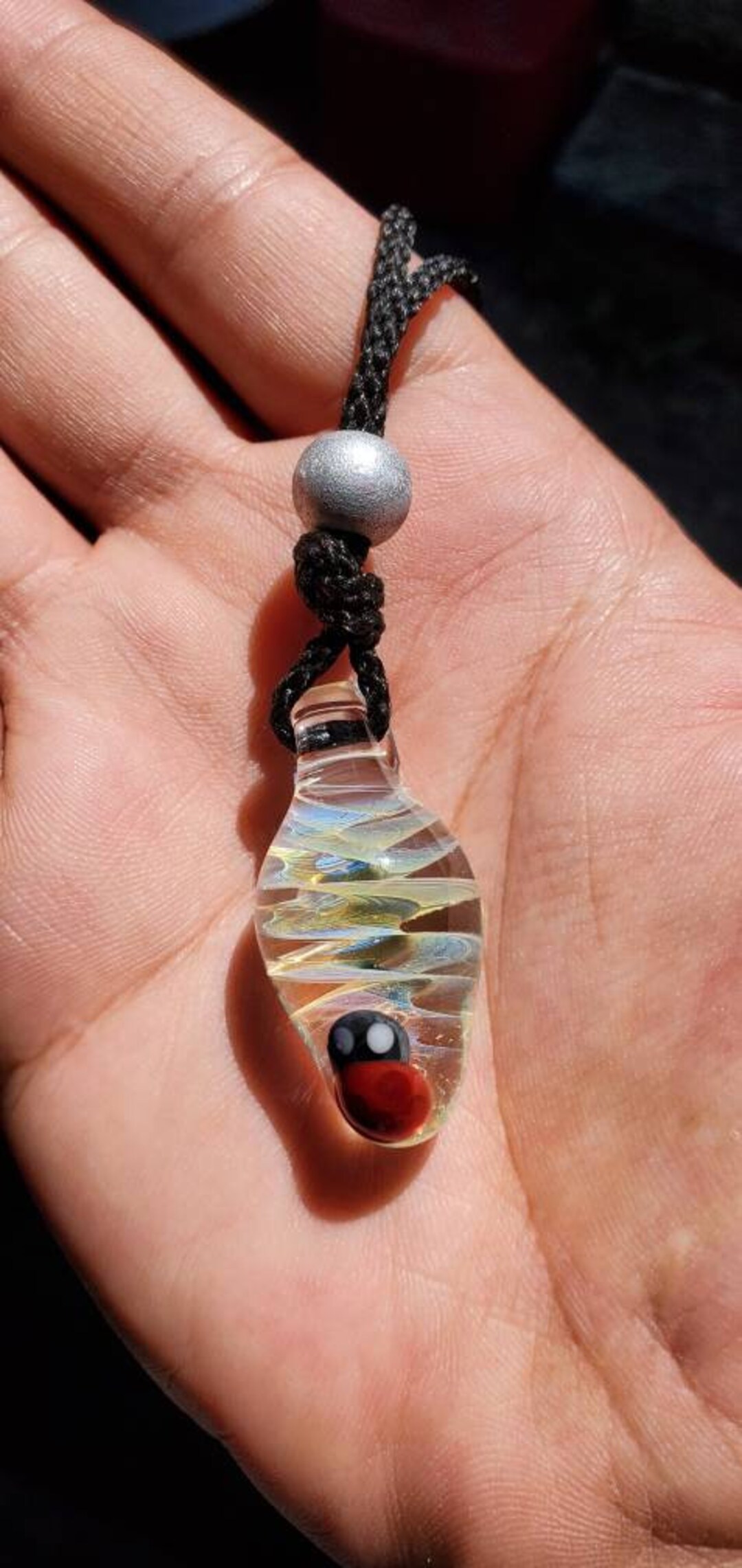 Fumed Swirl Glass Pendant W/ Ladybug Necklace - Etsy
