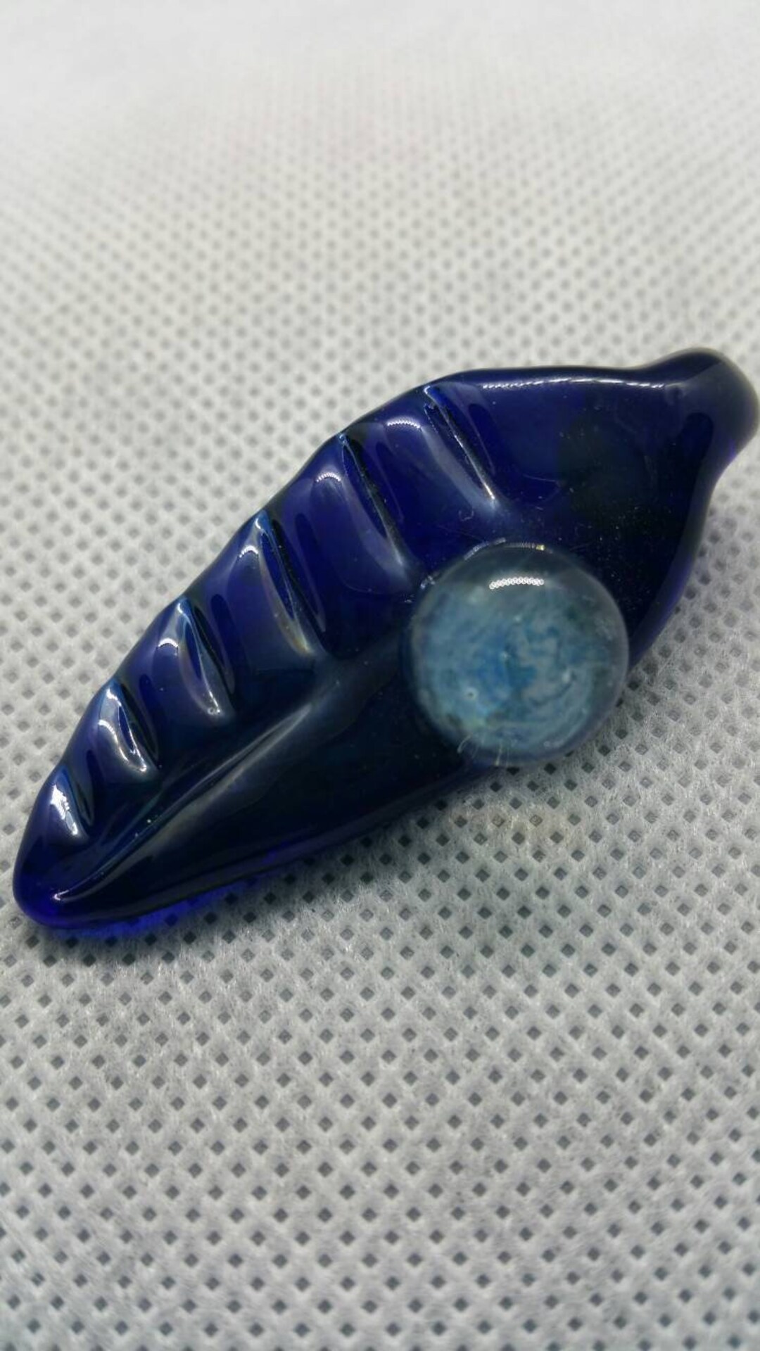 Blue Leaf Pendant With Light Blue Marble - Etsy