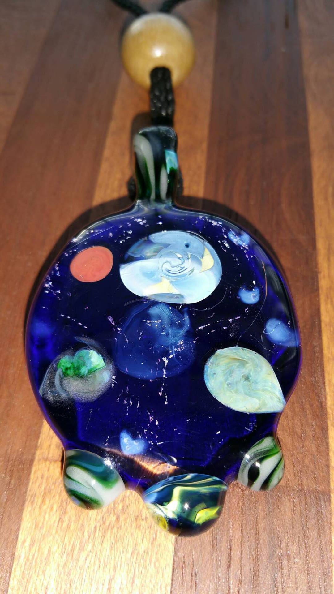 Bleu Multi planète Galaxy pendentif avec 3 points de couleur vert Multi ...