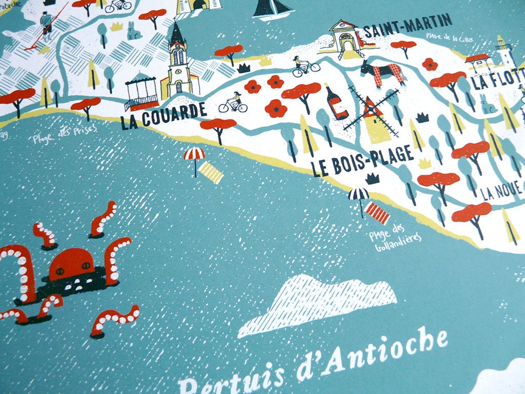 Poster CARTE de l'île de RÉ | Affiche / Impression / Tirage d'art ...