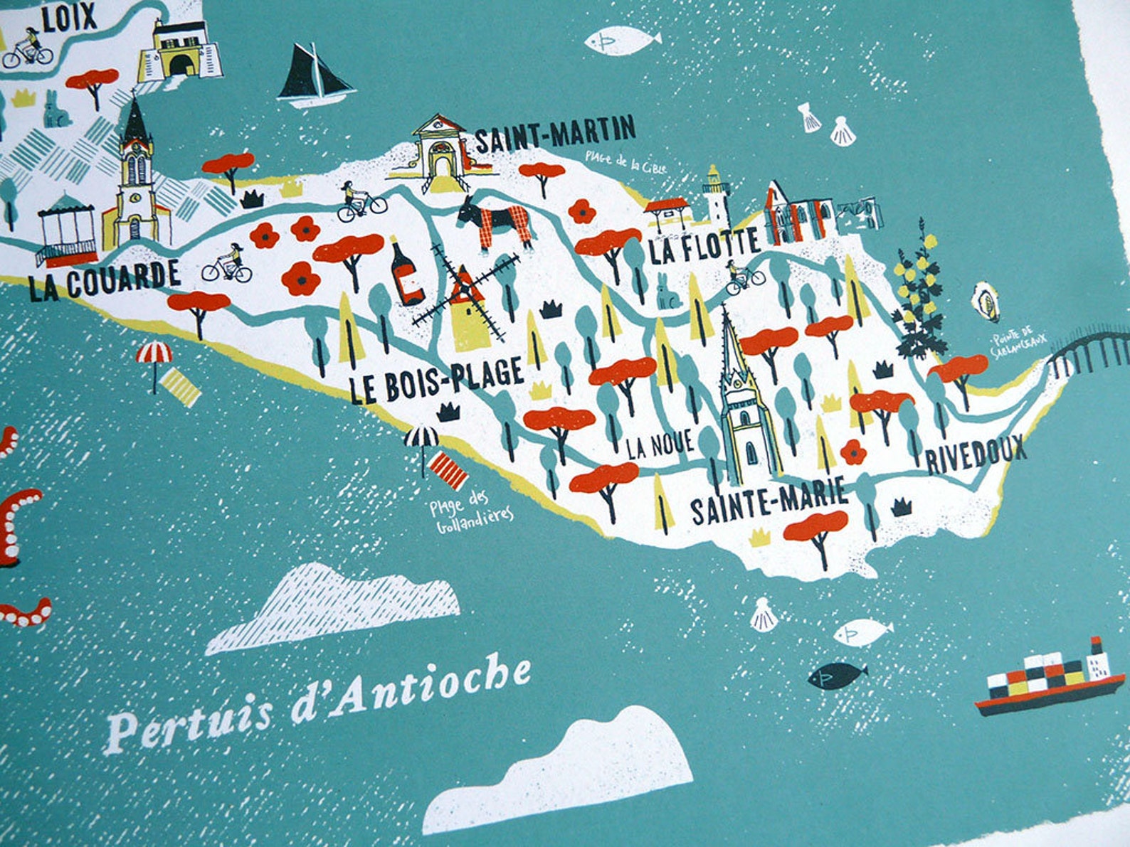 Poster CARTE de l'île de RÉ | Affiche / Impression / Tirage d'art ...