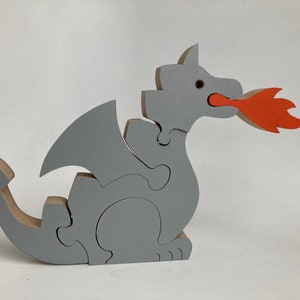 Children's Wooden Fire Breathing Dragon Kids Puzzle Free-standing Room ...