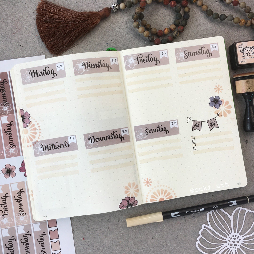 Bullet Journal Sticker Weekly Headers / Bullet Journaling / Printable ...
