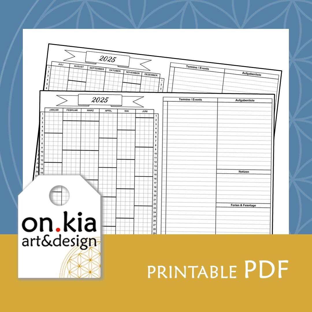 Bullet Journal Calendar 2025 / Printable Calendar 2025 ...