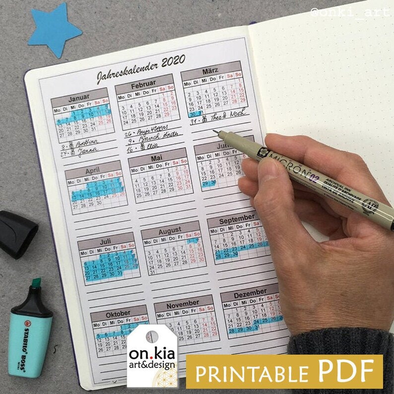 Bullet Journal Annual Overview 2024 2025 Bullet Journaling Print