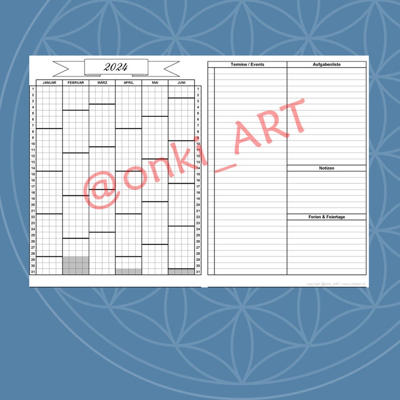 Bullet Journal Calendar 2024 / Printable Calendar 2024 ...